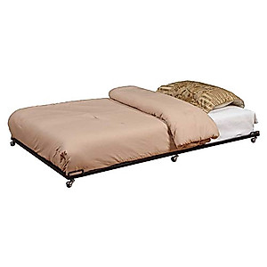 2K Furniture Designs - Twin Size Black Metal Roll Out Trundle Bed Frame for Daybed