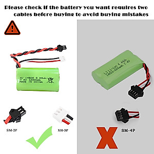 2 Pack 3.7V 1200mah Li-ion Battery with USB Chargers SM-2P Plug RC Rechargeable Battery Compatible with Remote Control Cars DE50 DE55 TB202 E35 DE38 DE40 TM141 Toy Cars