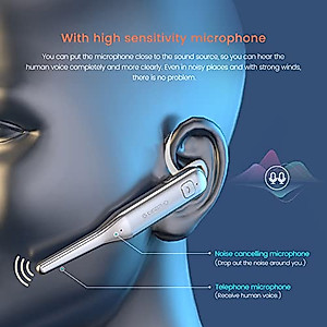Glazata Wireless Headset with Dual MIC Noise Cancelling, apt-X & apt-X HD for Driving, Office, Business, Compatible with Cell Phone and PC - 「Silver」