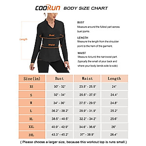 COOrun Long Sleeve Workout Shirts for Women Yoga Athletic Casual Tops Gym Running Breathable Shirt Quick Dry Black X-Large