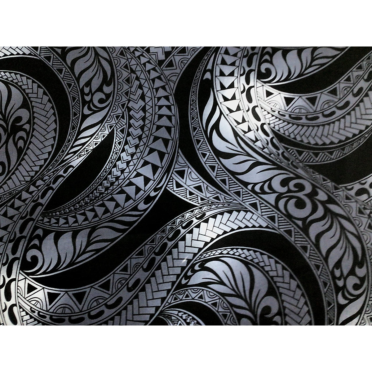 Gray Swirly Tribal Hawaiian Print Fabric 100% Cotton Sold by The Yard
