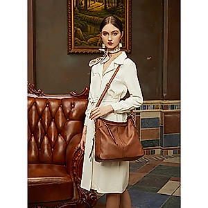 Hobo Bags for women Shoulder Bags Ladies Soft Vegan Leather Purses Handbags Tote Fashion Designer Work Bags Woman Satchel (New Brown)