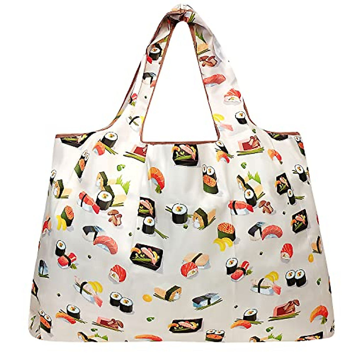 allydrew Large Foldable Tote Nylon Reusable Grocery Bag, Sushi