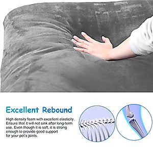 Magic Dog Super Soft Large Dog Bed, 39 Inches Big Dog Beds Orthopedic Foam Pet Beds with Anti Slip Bottom, Dog Sleeping Mattress with Removable and Washable Cover, Light Grey