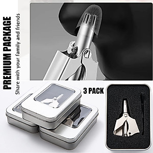 OopsMi Nose Hair Trimmer 3 Pack Unisex Painless with Twelve Dual-Edged Blades.Battery-Free. Waterproof Stainless Steel Nose and Ear Hair Trimmer