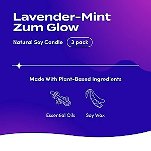 Zum Glow Soy Candle - Lavender-Mint - 7 oz (3 Pack)