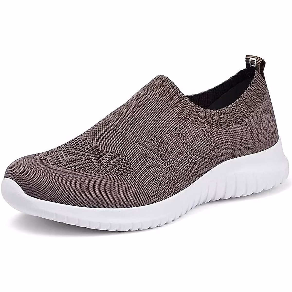 LANCROP Women's Lightweight Walking Shoes - Casual Breathable Mesh Slip On Sneakers Wide 6.5 US, Label 37 Brown