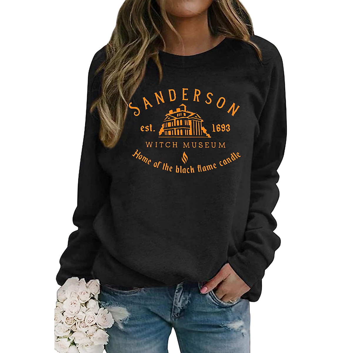 LHBNK Halloween Squad Sweatshirt Womens Hocus Pocus Long Sleeve Shirts Sanderson Sister Pullover Tops Blouse Black