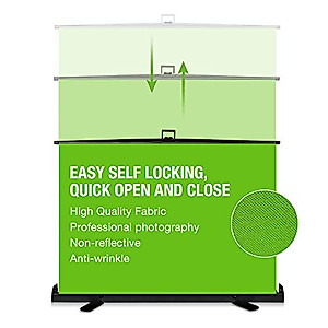 Upgrade Green Screen Size 61.1x72.5” Upgrade Version Collapsible Chromakey Panel Base Frame All in One Portable Design Punch-Free Set Up Easy Lock for Photo Live Game Tiktok Video (148x190cm)