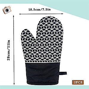 ZVZM Oven Mitts, Oven Mitts Heat Resistant 500F, Oven Mitt with Non-Slip Silicone Pattern, Oven Mits Oven Gloves for BBQ, Baking, Cooking.