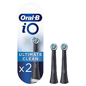 Oral-B iO Ultimate Clean Electric Toothbrush Head, Twisted & Angled Bristles for Deeper Plaque Removal, Pack of 2 Toothbrush Heads, Black