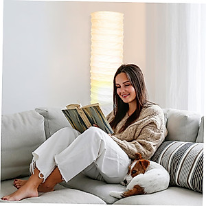 OSALADI Floor Paper Lamp Shade Nordic Minimalist Style Dust Proof Floor Standing Lamp Shade Cover Beside Column Lamp Shade for Home Hotel Bedroom