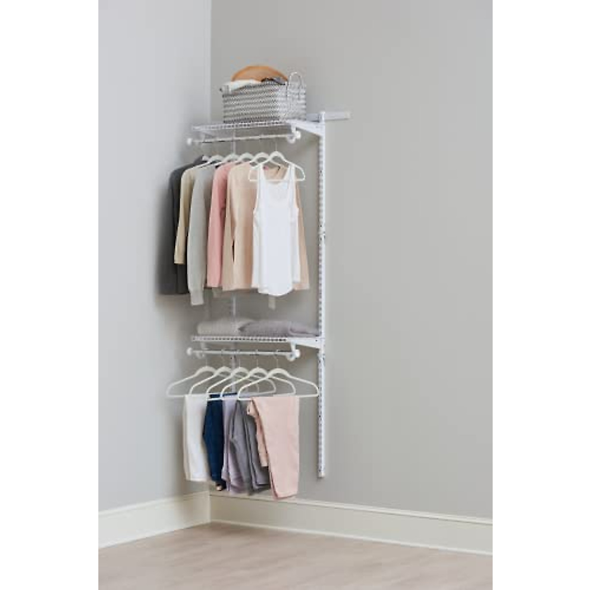 Rubbermaid Expandable Closet Shelf Kit, 2-4 ft., White, for Home/Closet/Garage/Laundry/Mudroom/Basement/House