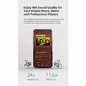 ERJIGO EDXPro KZ EDX Pro In-Ear Monitors, HiFi stereo Stage/Studio IEM Wired Noise Isolating Sport Earphones/Earbuds/Headphones with Detachable Cable for Musician Audiophile (Without Mic, Transparent)