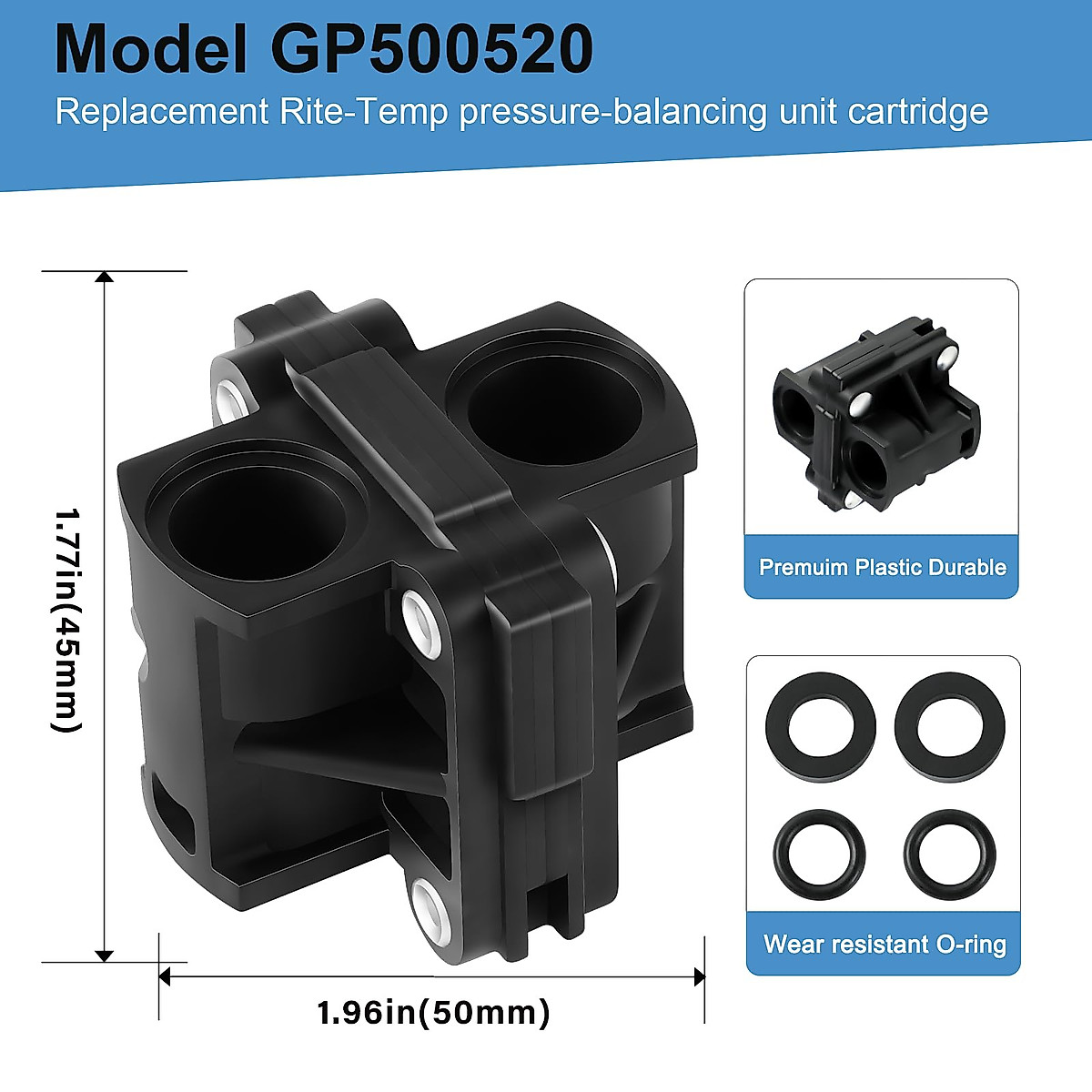 GP500520 Pressure Balancing Unit Cartridge Replacement,Compatible with Kohler Shower Cartridge,Shower Valve,Rite-Temp Bath and Shower Pressure Balancing 1/2" Single Handle Faucet valves (1PCS)