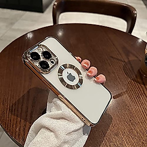 LOOBIVAL for iPhone 11 Pro Max Case with Camera Lens Protector, Logo View for Women Men, Soft Slim Phone Cases for iPhone 11 Pro Max Clear Ultrathin Back Cover (11ProMax,Gold)