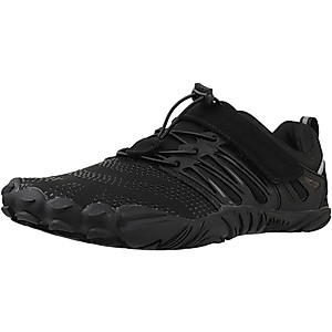 WHITIN Men's Trail Running Shoes Minimalist Barefoot Size 10 Wide Width Toe Box Gym Workout Fitness Low Zero Drop Light Weight FiveFingers Black 43