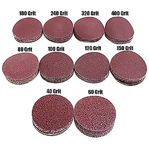 AUTOTOOLHOME 100 Pack 2 inch Sanding Discs Kit with Polishing Pads Plate 40 60 80 100 120 150 180 240 320 400 Grit Sandpapers for Drill Grinder Rotary Tool