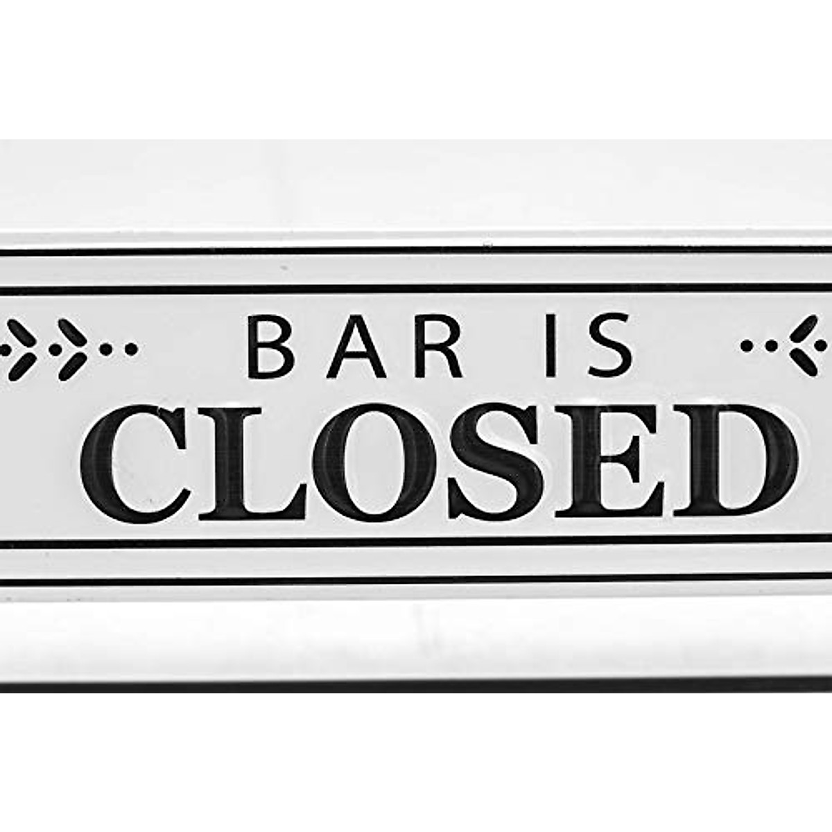 Bar Open and Closed Reversible Sign Metal Tabletop Decal, Embossed Metal Words Modern Freestanding Sign, White/Black