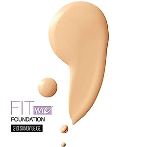 Maybelline Fit Me Dewy + Smooth SPF 18 Liquid Foundation Makeup, Sandy Beige, 1 Count