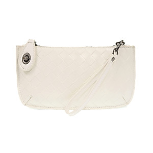 Joy Susan Faux Wide Woven Mini Crossbody Wristlet Clutch - White