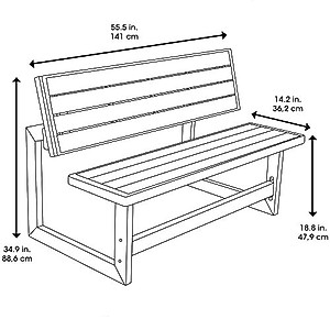 Lifetime 60139 Outdoor Convertible Bench, 55 Inch, Mocha Brown
