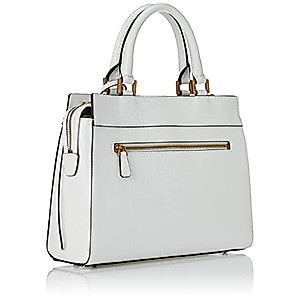GUESS Womens Katey Croc Luxury Satchel, White, One Size US