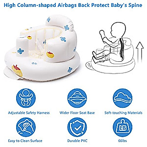 BLIRORA Inflatable Baby Floor Seat, Baby Chair for Sitting Up with Two-Point Harness Column-Shaped Airbag Sofa Support for 3-36 Month Olds, Infant Seat Built in Air Pump for Home or Travel