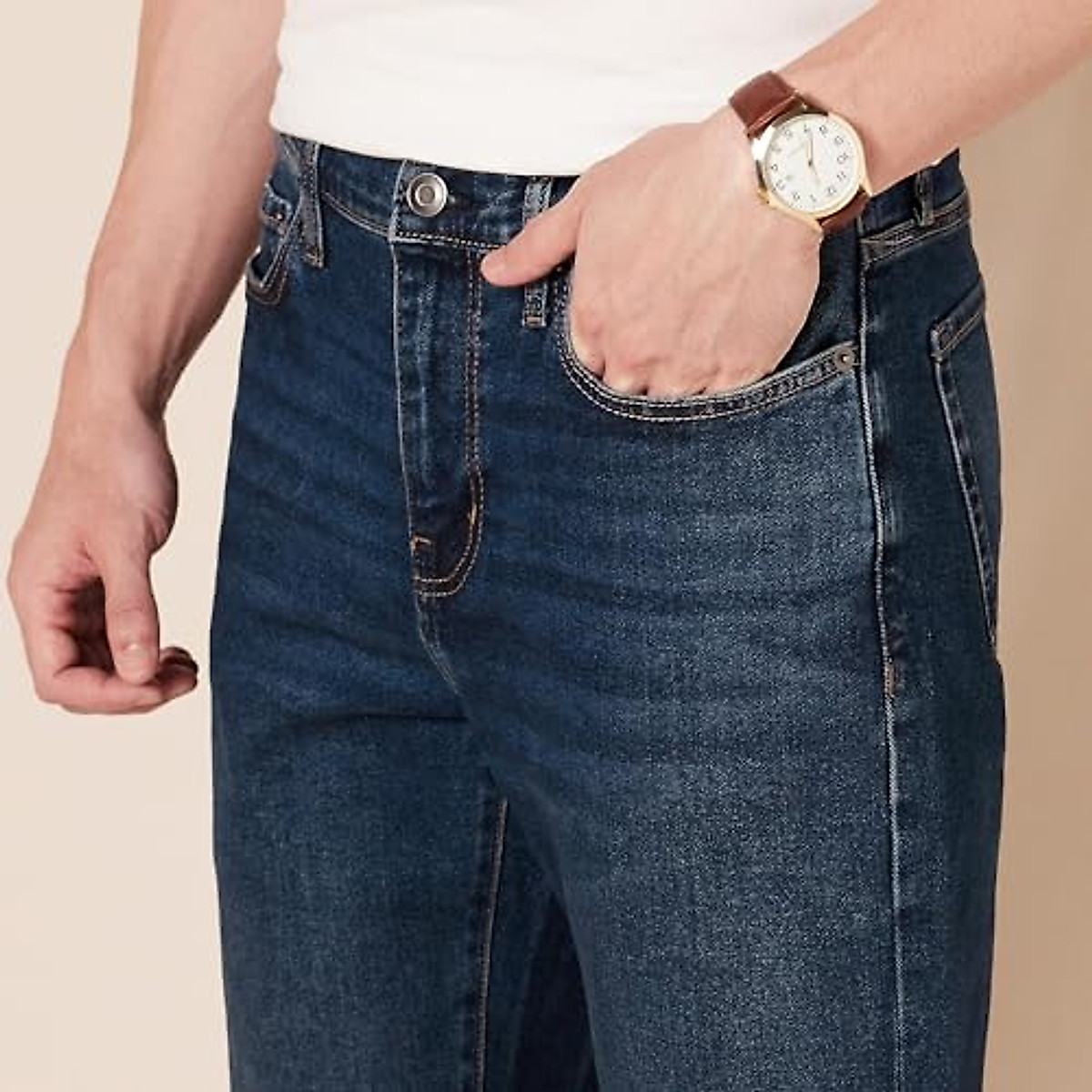 Amazon Essentials Men's Straight-Fit Stretch Jean, Dark Wash, 36W x 30L