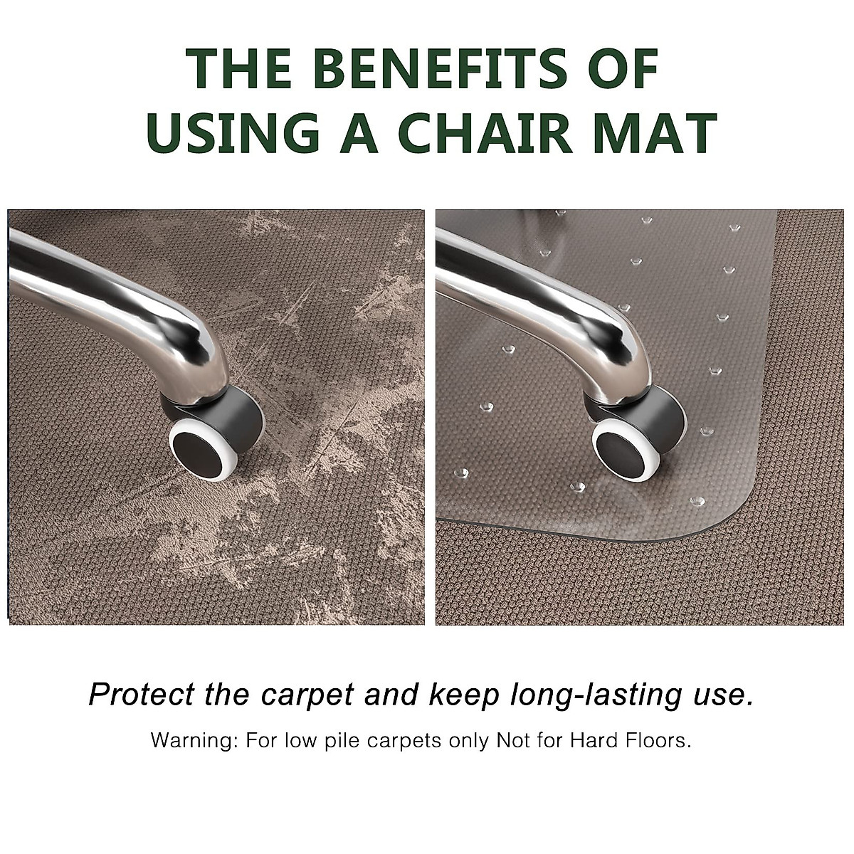 FuturHydro Office Chair Mat for Carpet - 30" x 48" Computer Desk Chair Mats for Carpeted Floors, Easy Glide Rolling Plastic Floor Mat, ChairMats (with Lip)