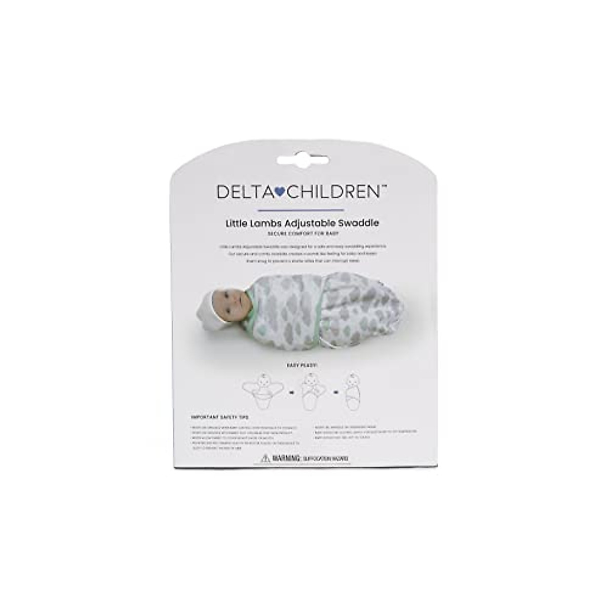 Delta Children Little Lambs Adjustable Swaddle Wrap - 100% Cotton - Size Extra Small, Fits Babies 0-3 Months/4-7 lbs, 3-Pack, Boy, Blue