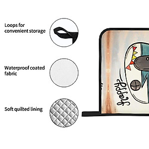 Happy Camper Oven Mitts and Pot Holders Sets of 4,Resistant Hot Pads with Polyester Non-Slip BBQ Gloves for Kitchen,Cooking,Baking,Grilling