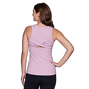 RBX Active Women's Tank Top Body Skimming Athletic Fit Tee for Running, Yoga, Casual Wear Breathable Sleeveless Workout Top Super Soft Ventilated Back Keyhole Airy Tank Knot Light Purple S