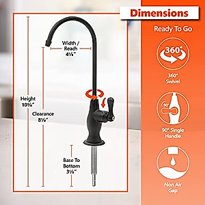 Express Water Deluxe Water Filter Faucet – Matte Black Faucet – 100% Lead-Free Drinking Water Faucet – Compatible with Reverse Osmosis Water Filtration Systems