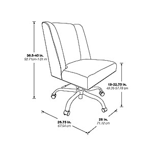 OSP Home Furnishings Westgrove Upholstered Wingback Office Swivel Chair with Pneumatic Seat Adjustment and Chrome Base, Charcoal Paisley