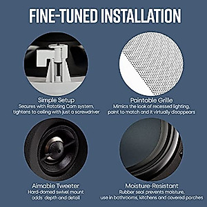 Polk Audio RC85i 2-way Premium In-Wall 8"-Speakers (Pair) | Perfect for Damp and Humid Indoor/Outdoor Placement (White, Paintable -Grille)