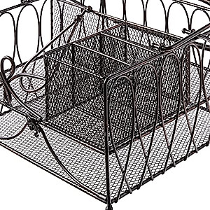 Gourmet Basics by Mikasa Loop Picnic Plate Napkin and Flatware Storage Caddy, Large, Antique Black