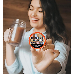 Double Donut Coffee Espresso Roast Blend in Recyclable Single Serve Espresso Pods for the Keurig K Cup Machine, 24 Count