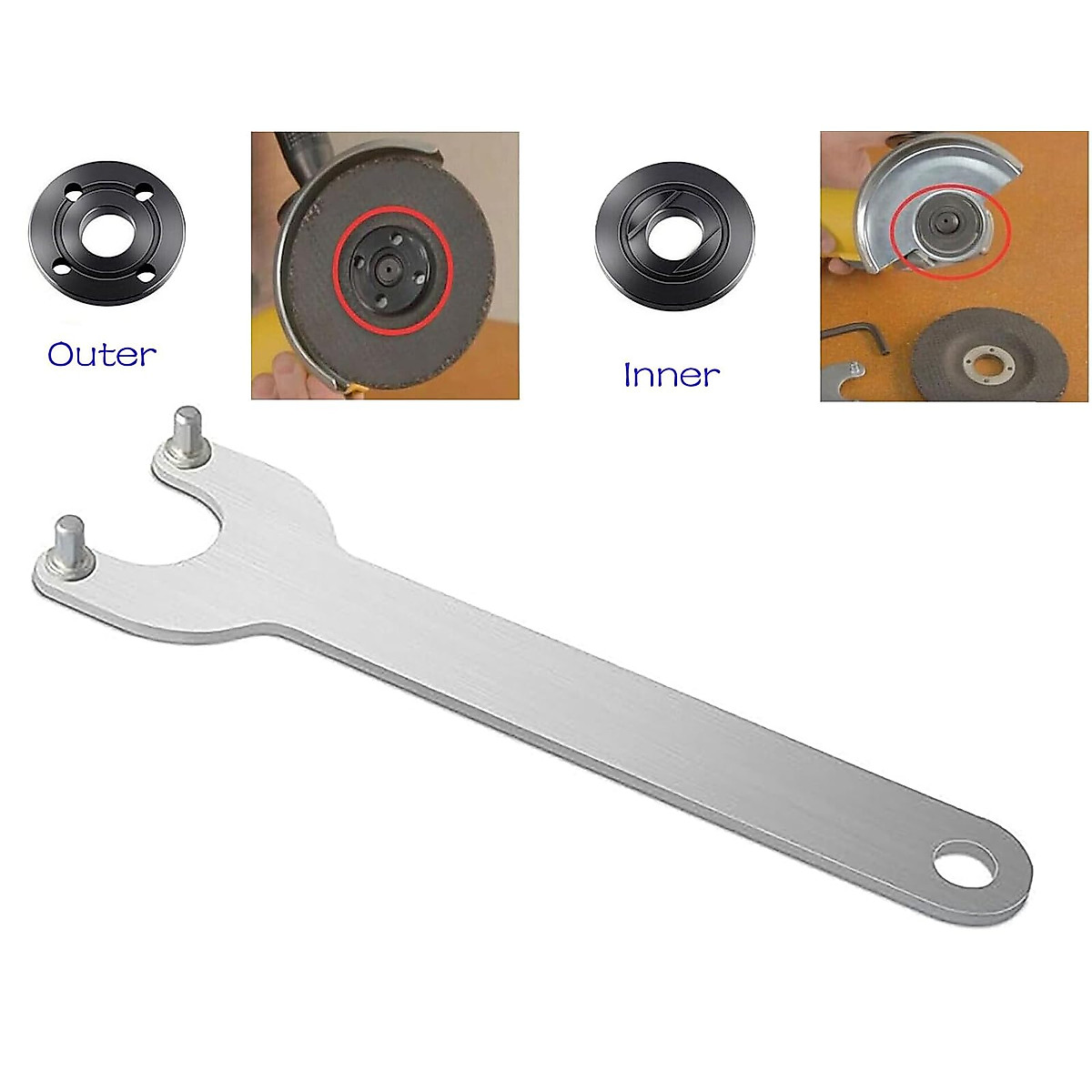 Generic Angle Grinder 193465-4 224399-1 224568-4 Wrench Spanner Metal Lock Nut Flange 1/4''-20 Compatible with Dewalt Milwaukee Makita Bosch Black&Decker Ryobi 4.5"" 5"" 5/8-11