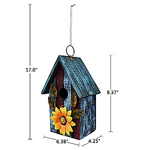 Wooden Bird Houses for Outside Hanging Garden Patio Decorative Bird Houses Outdoor Hand Painted Birdhouse for Small Bird Finch Cardinal Spring Birdhouse