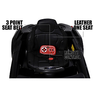 Americas Toys Compatible with BMW - Electric 12V Battery Remote Control Car - Kids Ride On Toys with 2 wheels Driving, Sound Buttons, Leather Seat, MP3 System for Music, Story and Education Horn Black