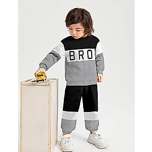 Aulyffo Toddler Boy Clothes,4T 5T Boys Sweatshirts Fall Outfits Casual Long Sleeve Letter Tops Jogger Pants 2Pcs Fashion Boys Clothing Sets