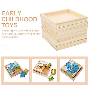 LIFKOME 6pcs Blocks Serving Trays Tray 3D Jigsaw Puzzles 3D Puzzle Crafts for Toddlers Puzzle Board Snacks Storage Holder Puzzle Tray Kids Blank Small Board Child Wooden Bulk