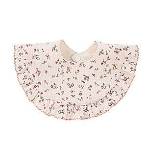 Nishine 4 pcs Unisex Baby Muslin Bandana Drool Bibs 360 Degree Rotatable Cotton Teething Feeding Drooling Bibs for Boy Girl (flower set)