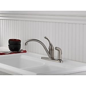 Delta Faucet 340-DST Collins Single Handle Kitchen with Integral Spray, Chrome, 3.00 x 13.00 x 23.00 inches