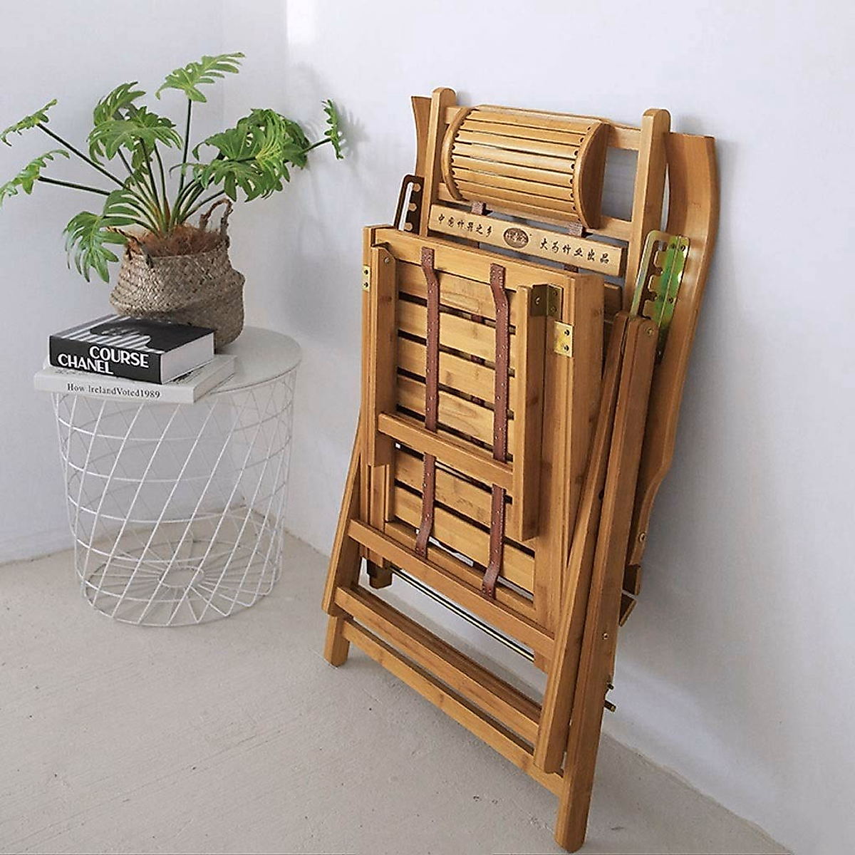 Sun Lounger Garden Chairs Balcony Recliner, Bamboo with Telescopic Foot Pedal Deck Chair Sun Lounger Outdoor Garden Patio Gravity Reclining Chair (Size, Bamboo 4.5cm),Bamboo 4.5cm