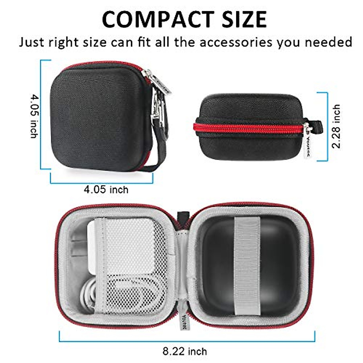 Youtec Compatible with Powerbeats pro Case Cover, Hard Travel Protective Carrying Storage Cover Case Nylon Accessories Bag Women Men with Lanyard + Carabiner Compatible with Power Beats Pro