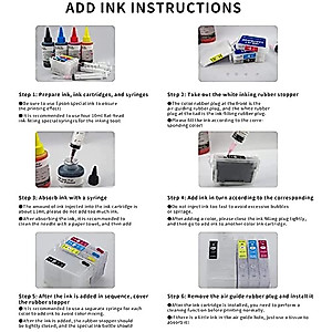 Deamos Sublimation Ink Cartridges, Empty Refillable Ink Cartridges Compatible for WF7620 WF-7610 WF-7210 WF-7110 WF-7710 WF-7720 WF-3620 WF-3640 Printers, 4Pcs Reusable Ink Cartridges Kit, Cyan