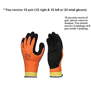 SHOWA 406 Latex Rubber Insulated Winter Work Glove with Acrylic/Nylon Liner, X-Large (Pack of 12 Pair)