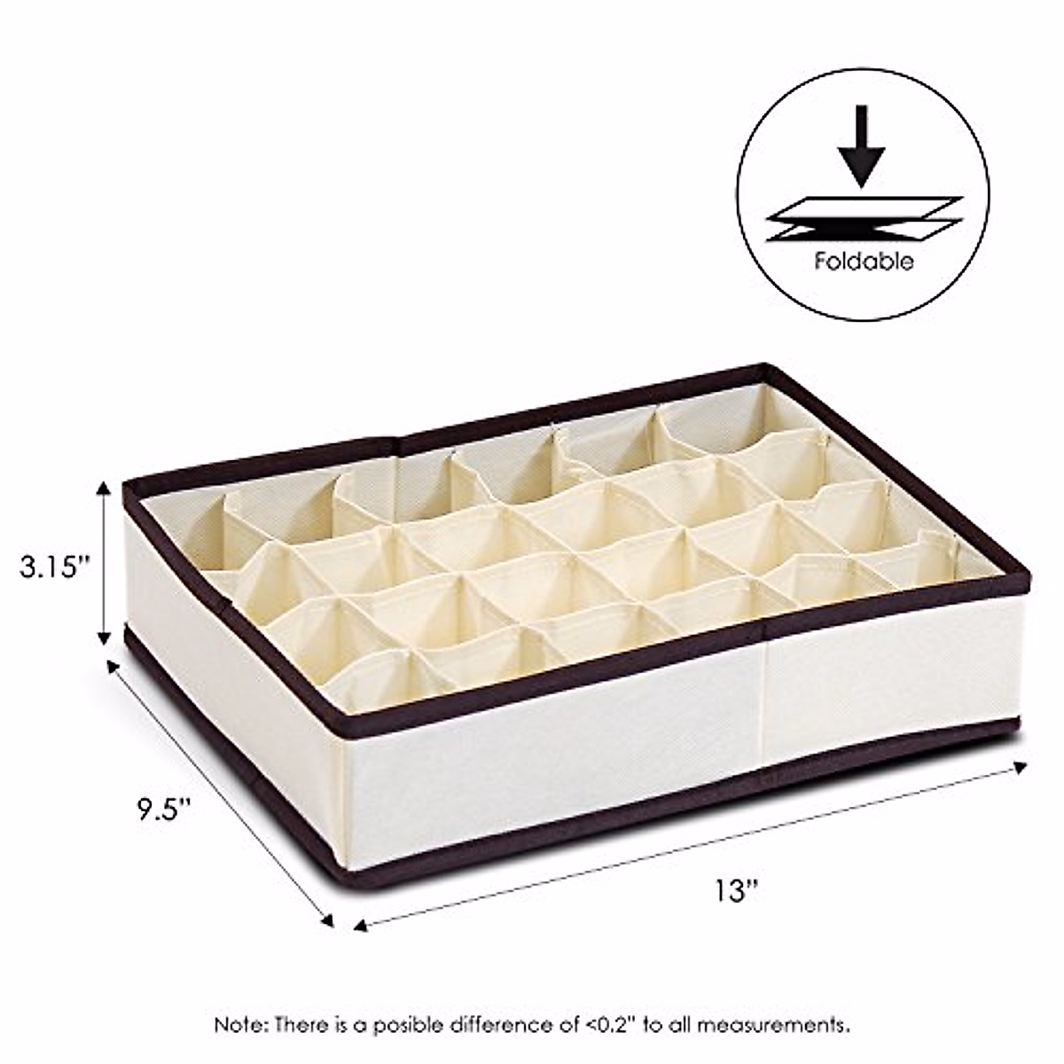 Furinno 12284IV Non-Woven Fabric Storage Organizer, 4 by 6-Inch, Ivory with Brown Trim